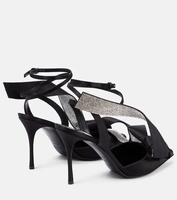 AREA Sergio Rossi Embellished Satin Slingback Pumps