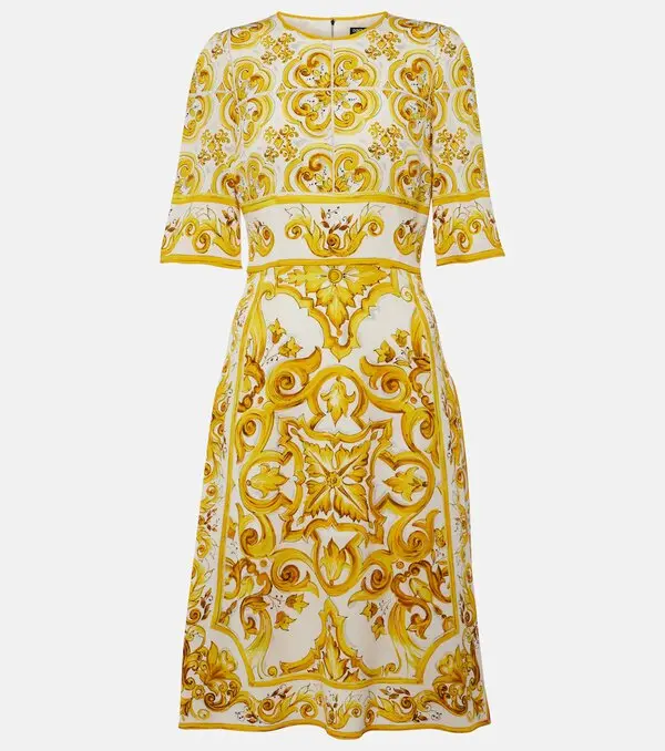 Dolce & Gabbana Majolica Print Silk-blend Midi Dress - Multicoloured