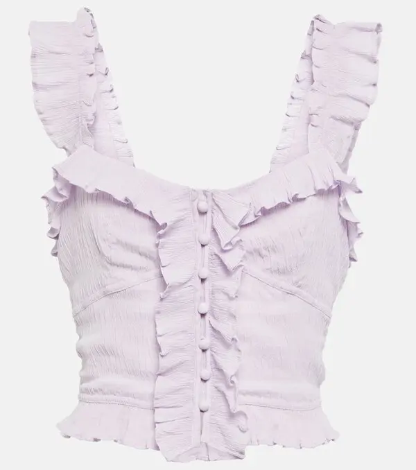 Isabel Marant Étoile Gimsy Ruffle-trimmed Crepe Crop Top - Purple