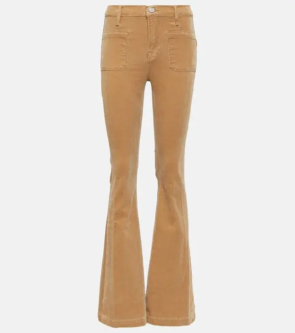 FRAME Le Bardot Mid-rise Corduroy Flared Pants - Beige