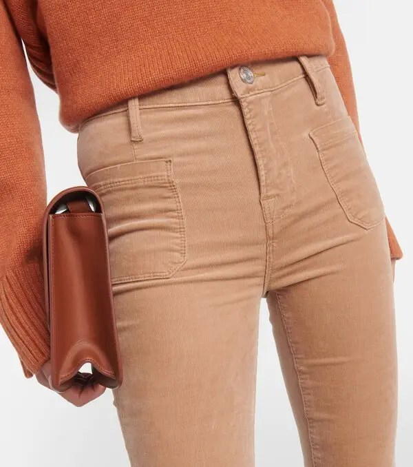 FRAME Le Bardot Mid-rise Corduroy Flared Pants - Beige