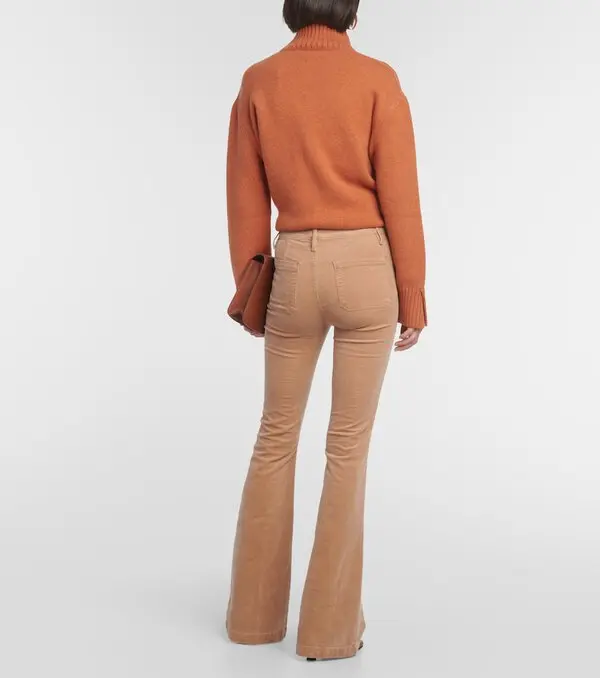 FRAME Le Bardot Mid-rise Corduroy Flared Pants - Beige