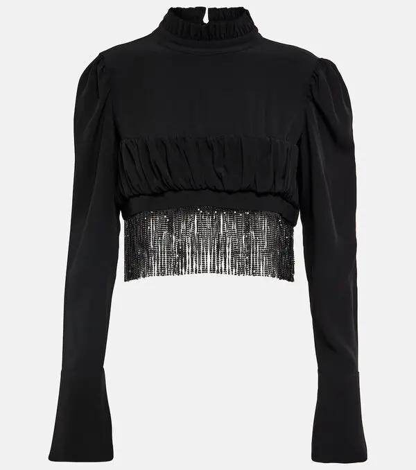 Rabanne Embellished Crop Top - Black