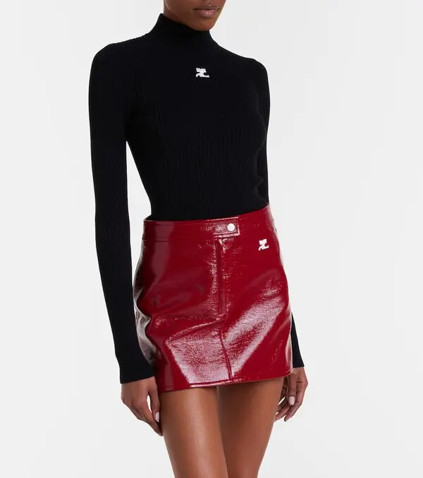 COURREGES Ribbed-knit Turtleneck Sweater - Black