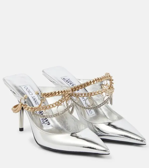 JIMMY CHOO X Jean Paul Gaultier Embellished Leather Slingback Pumps - Silver