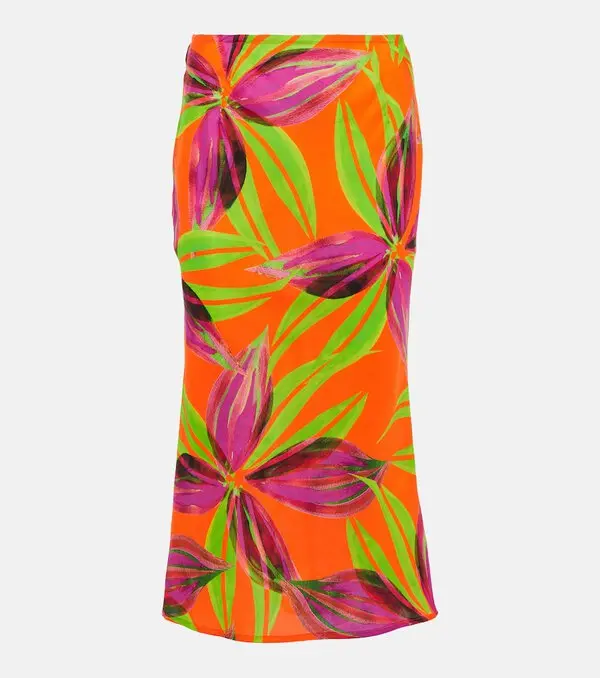 LOUISA BALLOU Printed Bias Midi Skirt - Multicoloured