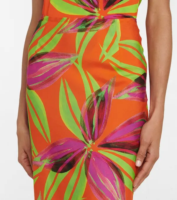 LOUISA BALLOU Printed Bias Midi Skirt