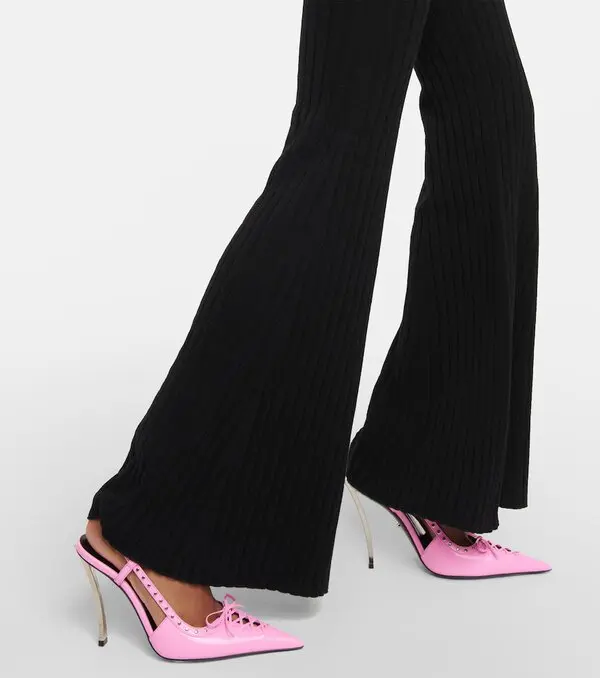 Versace Paradise-palladio Laced Leather Slingback Pumps
