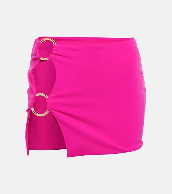 LOUISA BALLOU Ring Detail Cutout Mini Skirt - Pink