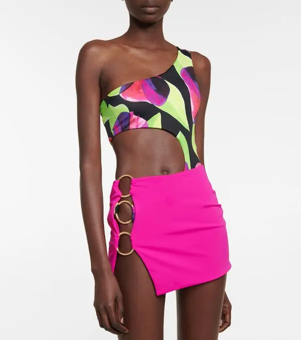 LOUISA BALLOU Ring Detail Cutout Mini Skirt