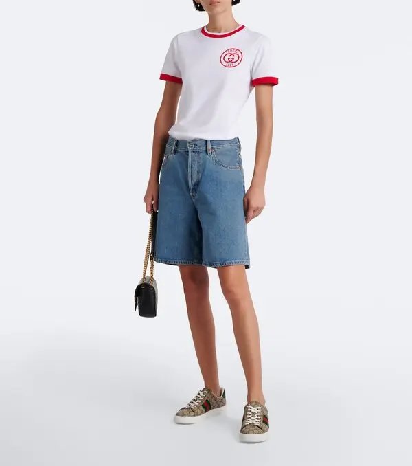 Gucci Ace Leather-trimmed Gg Sneakers - Beige