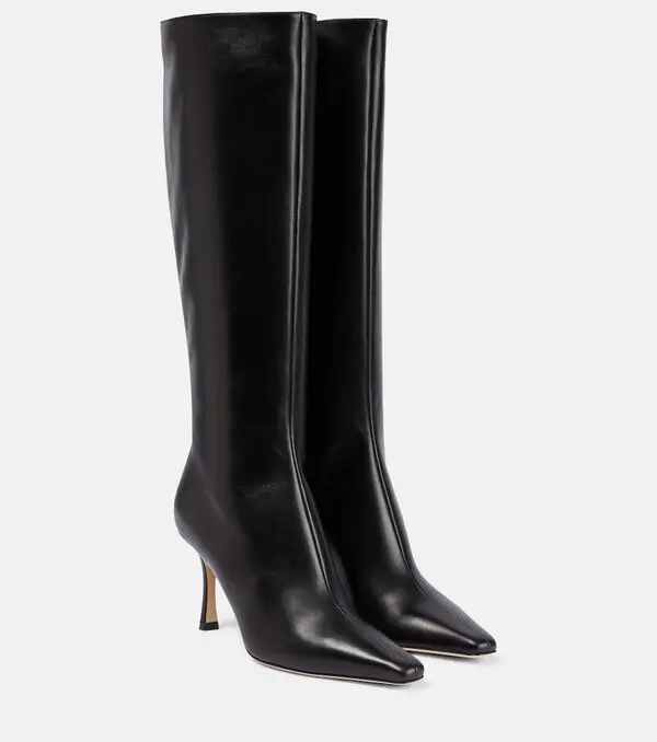 JIMMY CHOO Agathe 85 Leather Knee-high Boots - Black