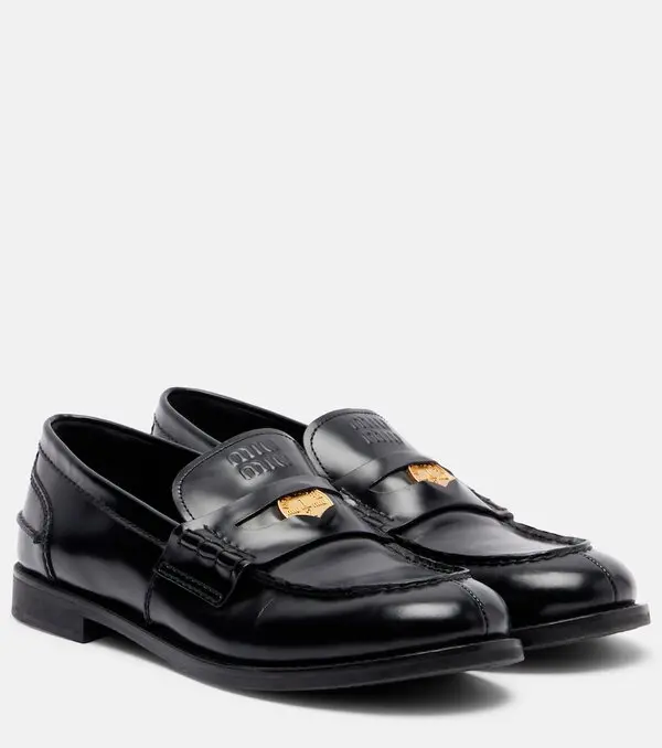 Miu Miu Calf Leather Loafers - Black