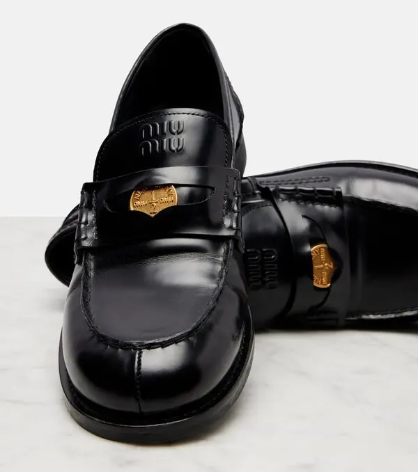 Miu Miu Calf Leather Loafers - Black