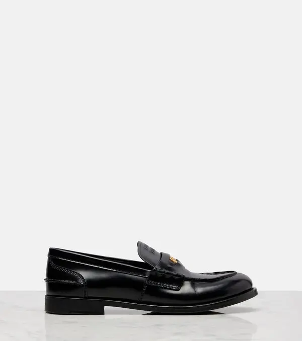 Miu Miu Calf Leather Loafers - Black