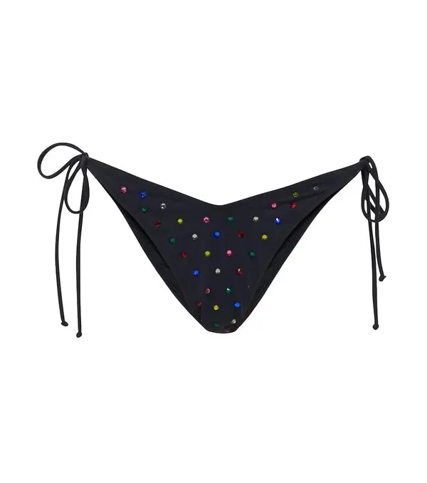 REINA OLGA Susan Embellished Bikini Bottoms - Black