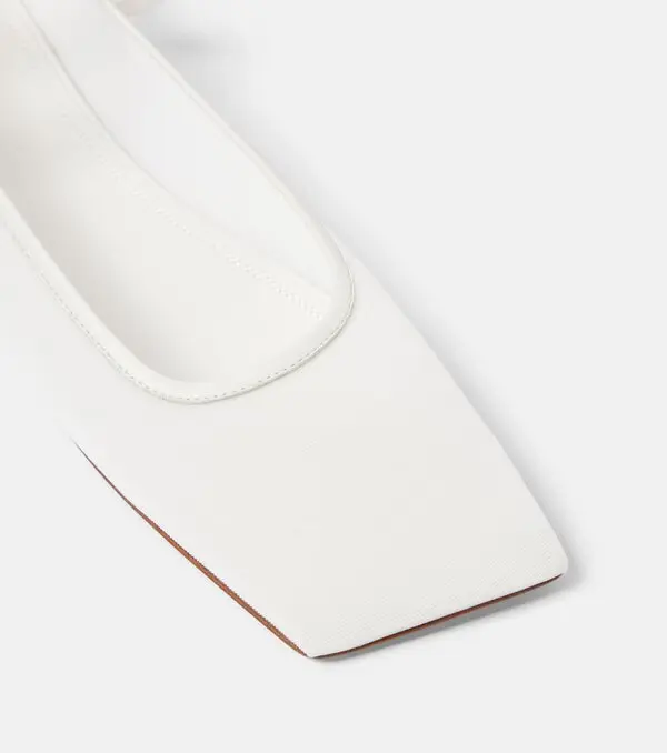 Amina Muaddi Ane Embellished Mesh Ballet Flats - White