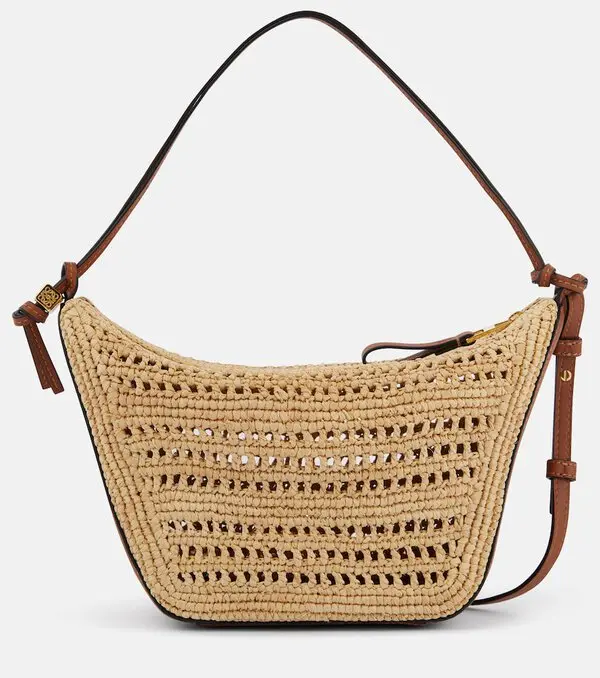 Loewe Hammock Mini Raffia Shoulder Bag - Beige