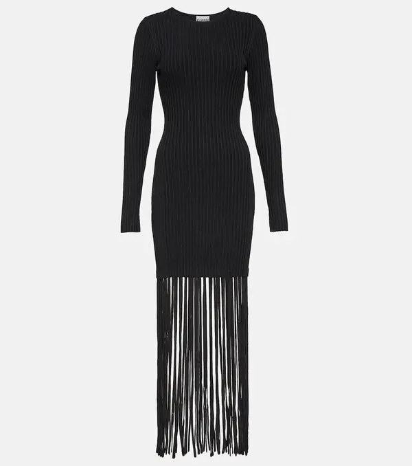 GANNI Fringed Minidress - Black