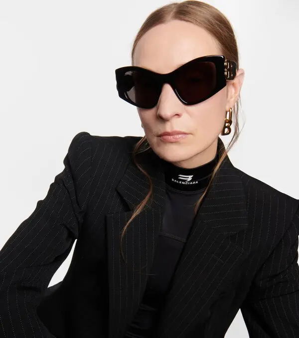 Balenciaga Dynasty Rectangular Sunglasses - Black