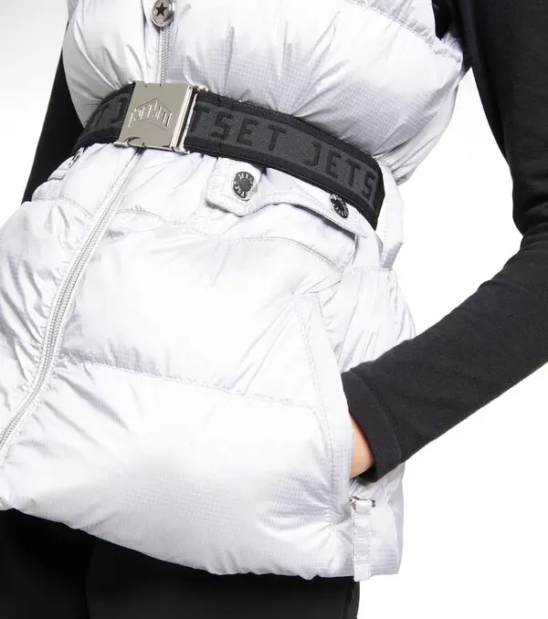 JETSET Clara Glam Belted Puffer Vest - Silver