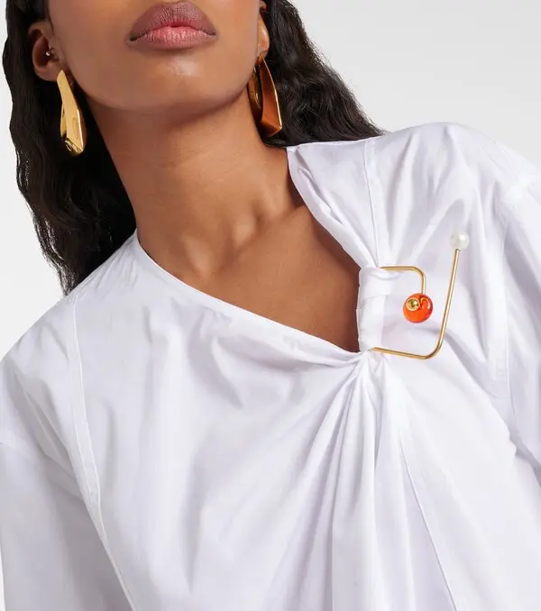 Dries Van Noten Embellished Cotton Poplin Blouse