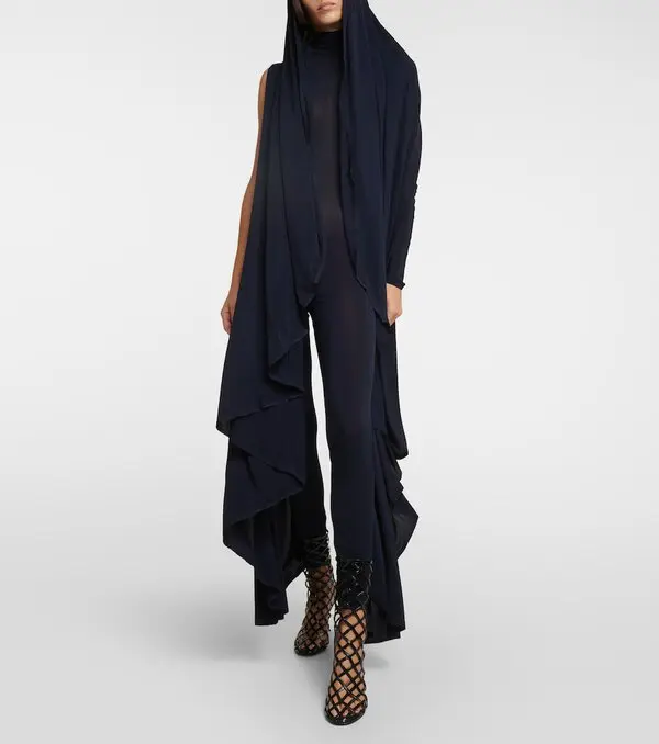 Alaïa Jersey Jumpsuit With Cape Detail