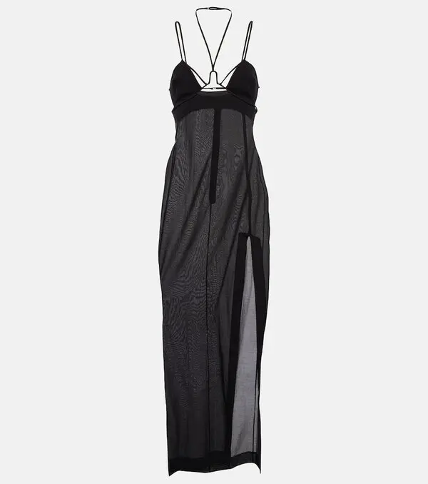 NENSI DOJAKA Cutout Halterneck Cotton Gown - Black