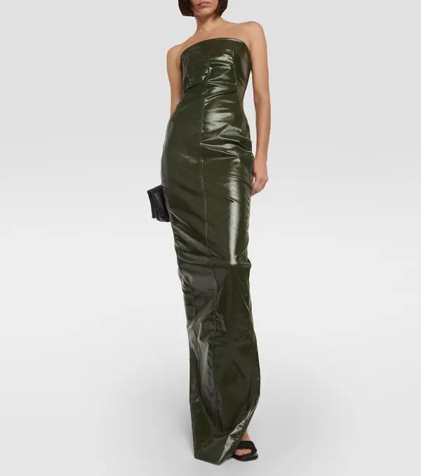 Rick Owens Strapless Denim Gown - Green