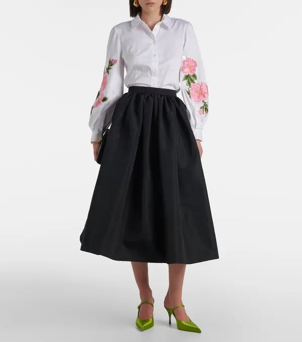 Carolina Herrera Embroidered Floral Cotton-blend Shirt