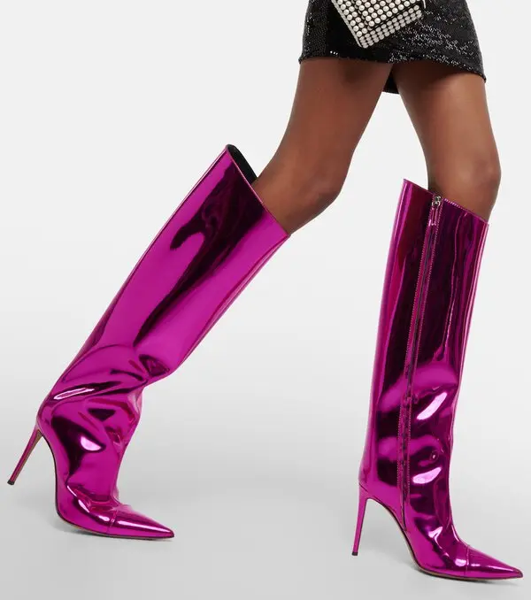 Alexandre Vauthier Metallic Over-the-knee Pointed Toe Boots