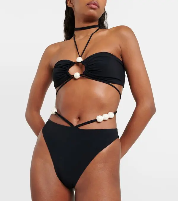 Magda Butrym Beaded Bikini Bottoms - Black