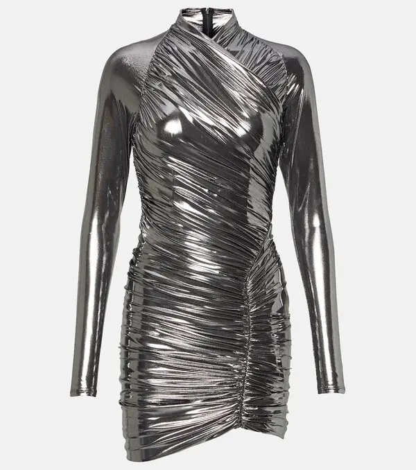 FERRAGAMO Metallic Draped Mini Dress