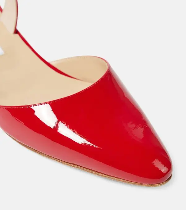 Manolo Blahnik Aspro Patent Leather Slingback Pumps - Red