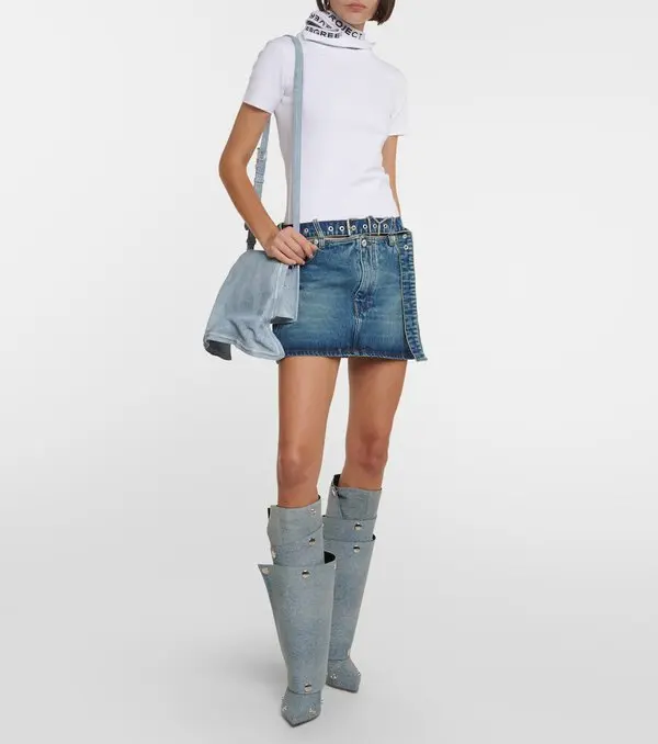 Y/project Belted Denim Miniskirt - Blue