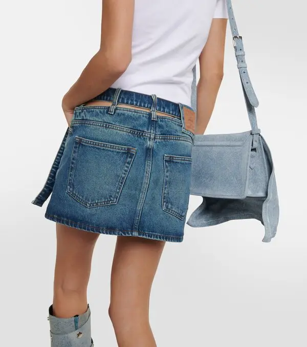 Y/project Belted Denim Miniskirt - Blue