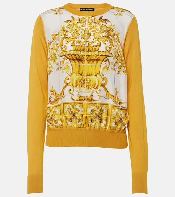 Dolce & Gabbana Majolica Silk Sweater - Gold