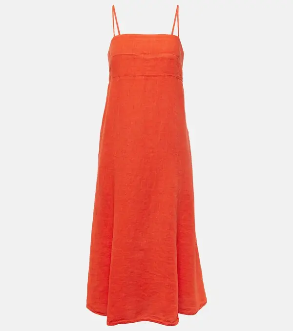 Velvet By Graham & Spencer Stephie Linen Midi Dress - Red