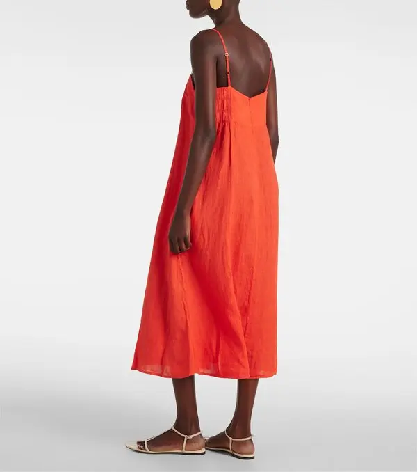 Velvet By Graham & Spencer Stephie Linen Midi Dress - Red