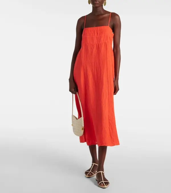 Velvet By Graham & Spencer Stephie Linen Midi Dress - Red