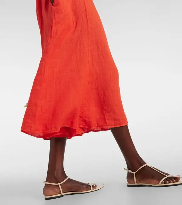 Velvet By Graham & Spencer Stephie Linen Midi Dress - Red