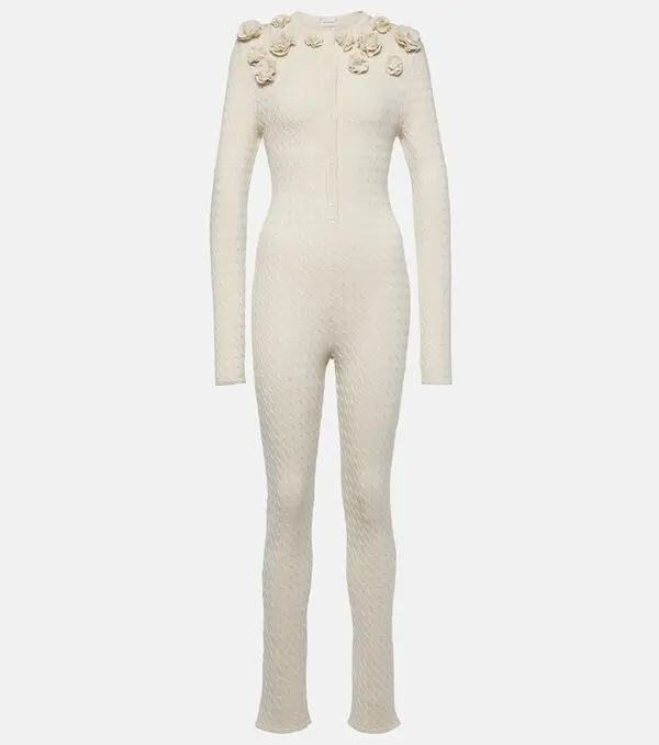 Magda Butrym Cream Cable-knit Silk Jumpsuit