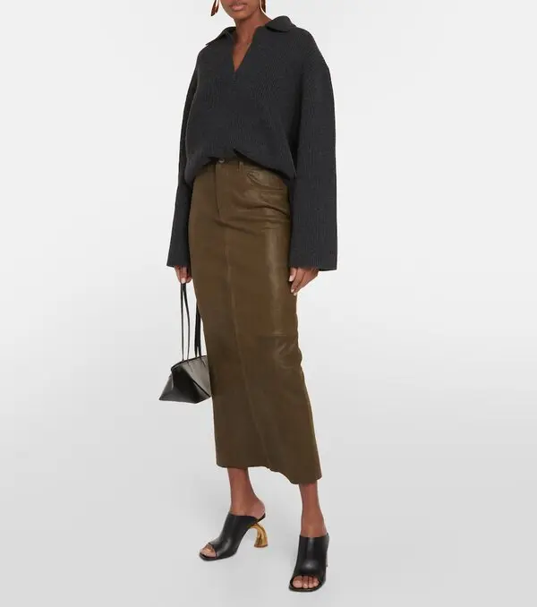 Stouls Leather Midi Skirt