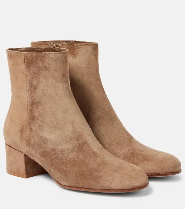 GIANVITO ROSSI 45 Suede Ankle Boots - Beige