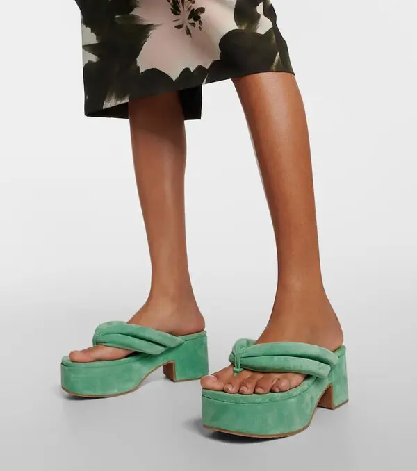 Dries Van Noten Suede Platform Thong Sandals