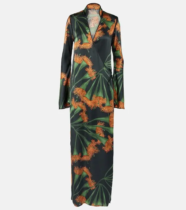 Johanna Ortiz Printed Silk-blend Wrap Dress - Multicoloured