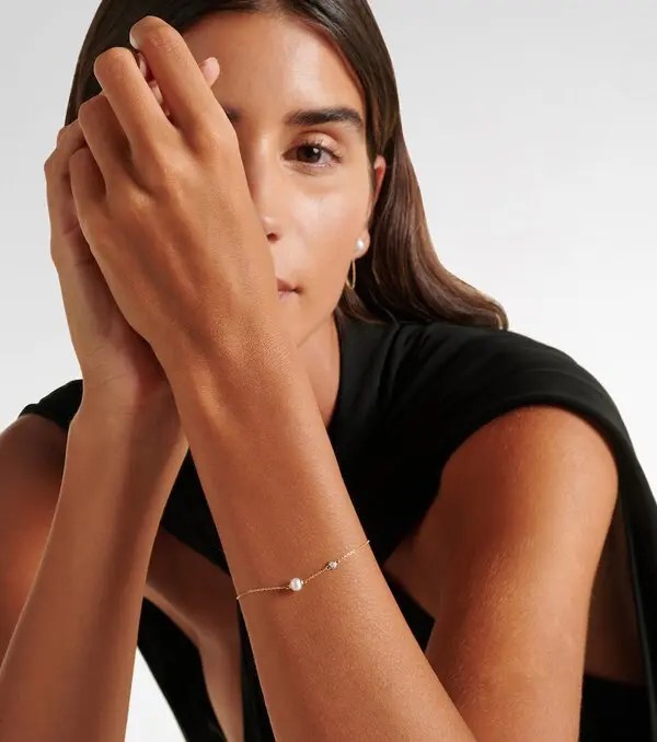 Mateo 14kt Yellow Chain Bracelet With Diamonds And Pearls