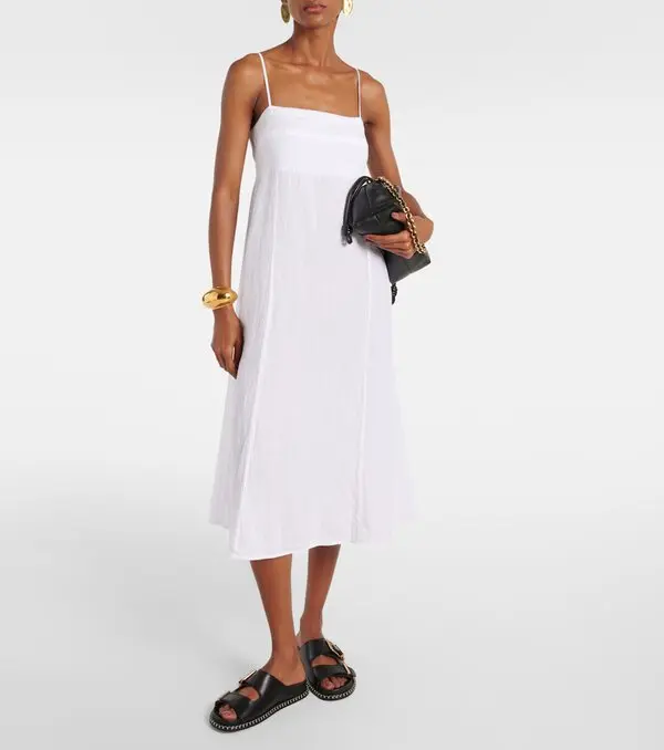 Velvet By Graham & Spencer Stephie Linen Midi Dress - White
