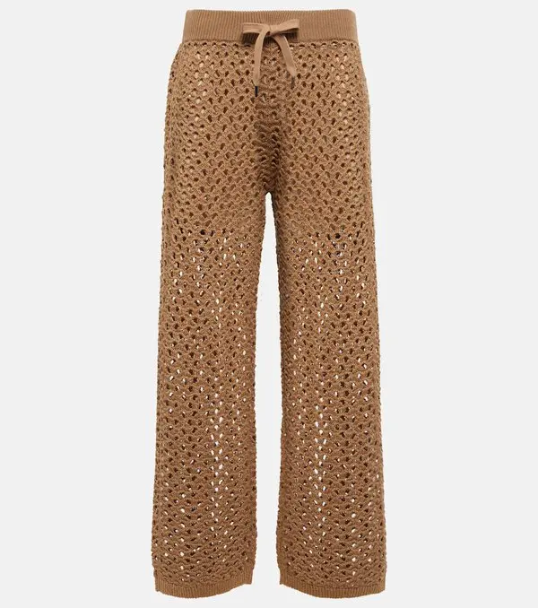 Brunello Cucinelli Wide Leg Crochet Trousers