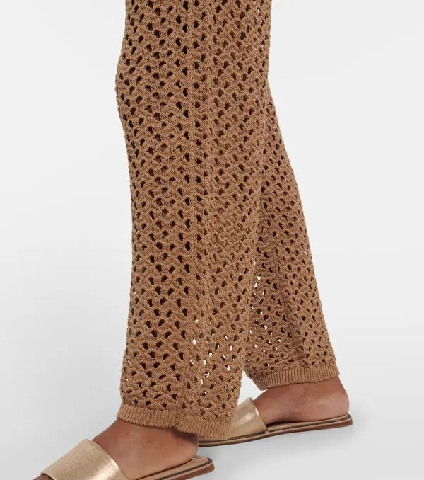 Brunello Cucinelli Wide Leg Crochet Trousers